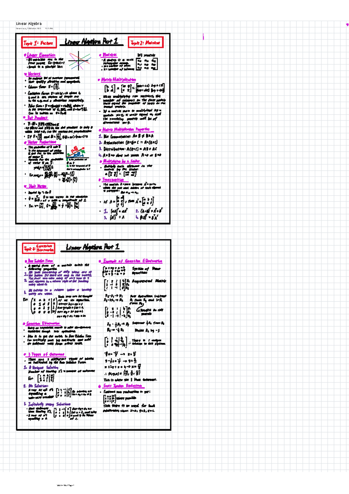 Linear Algebra Part 1 - exercise - Algebra lineare ed elementi di geometria - Linear Algebra ...