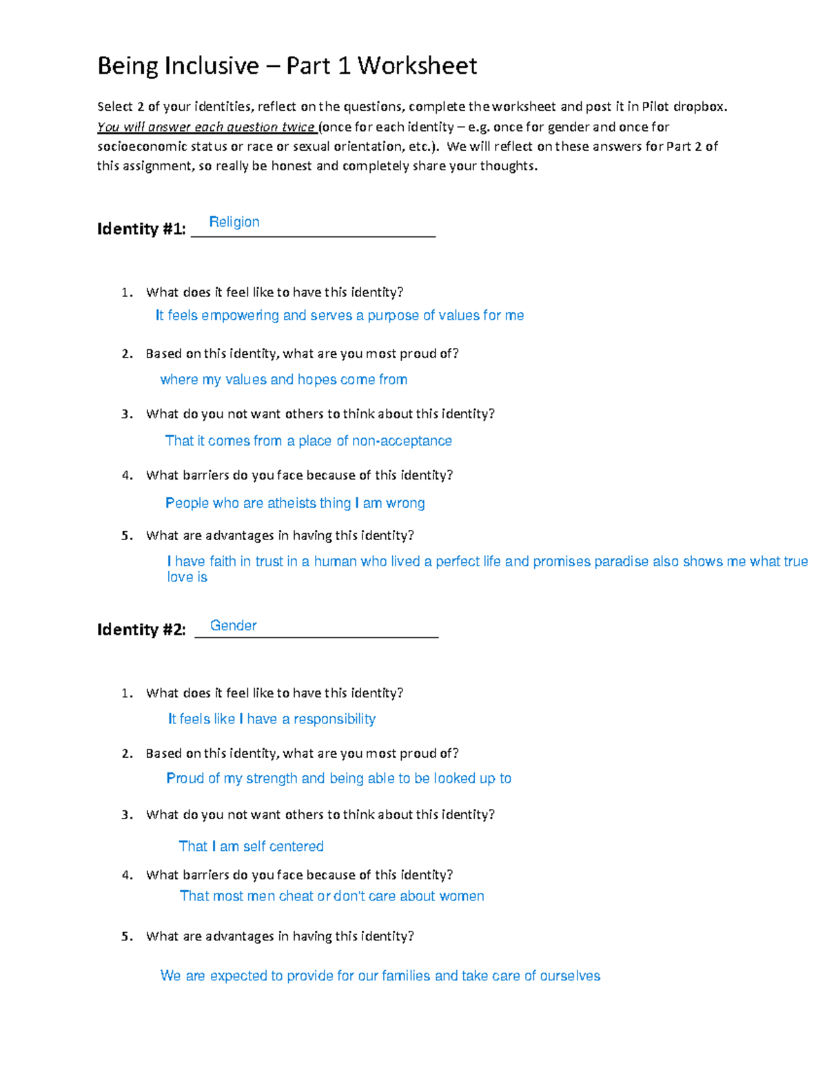 Being Inclusive - Part 1 Worksheet - Being Inclusive – Part 1 Worksheet ...