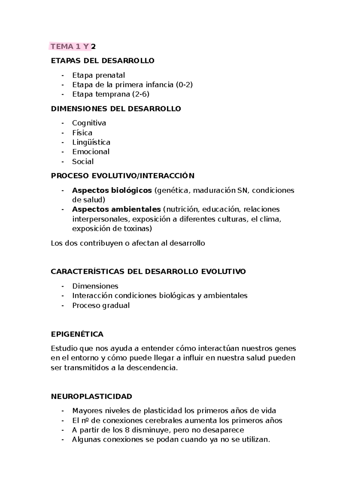 Resumen del Temario de Desarrollo Infantil: TEMA 1 a 8 - Studocu