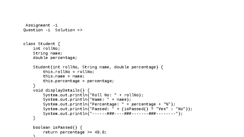 Assignment 1 Solutions: Student & Employee Classes Overview - Studocu