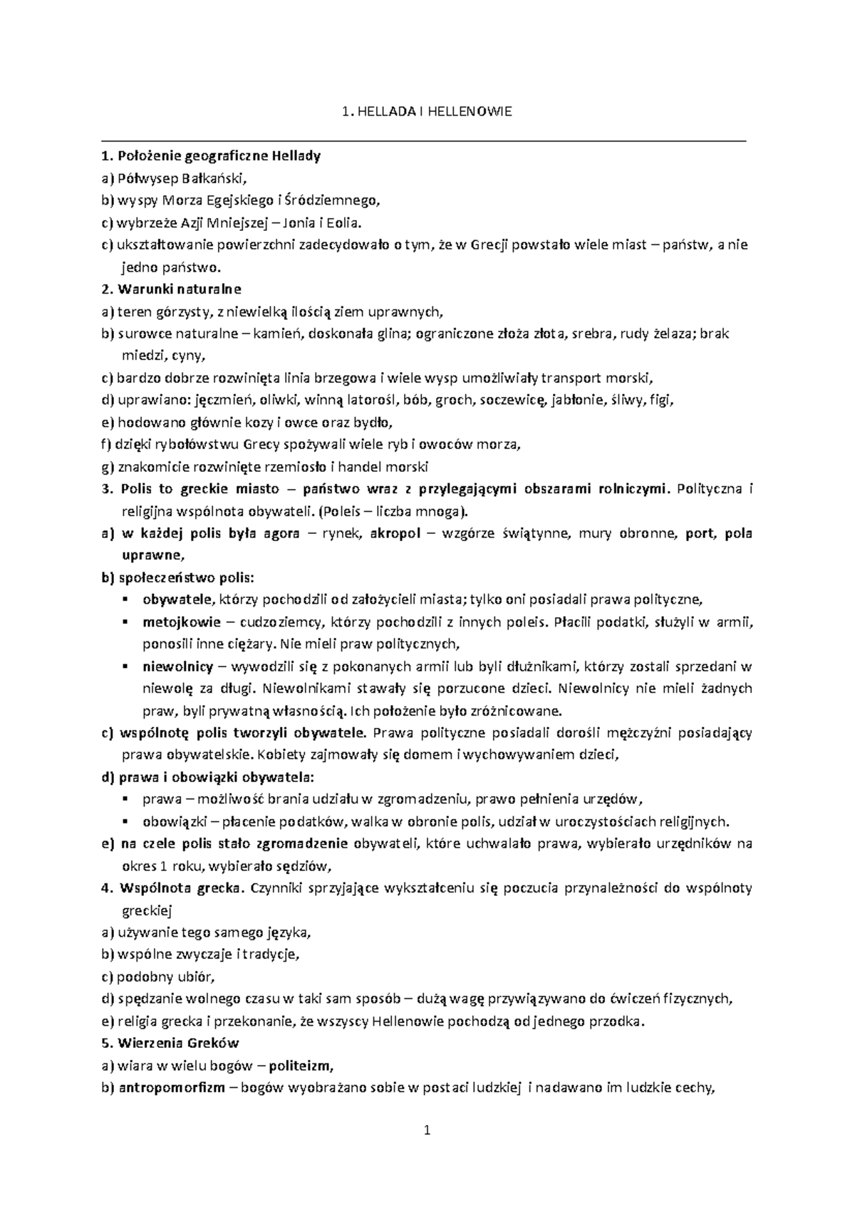 Hellada i Hellenowie - Zarys Geograficzny i Kulturalny Grecji - Studocu