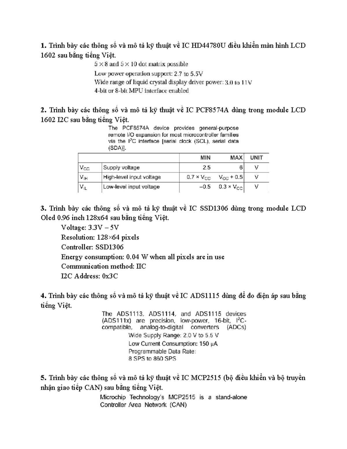 Bài tập tra cứu datasheet IC và giao tiếp CAN trên ô tô - Studocu