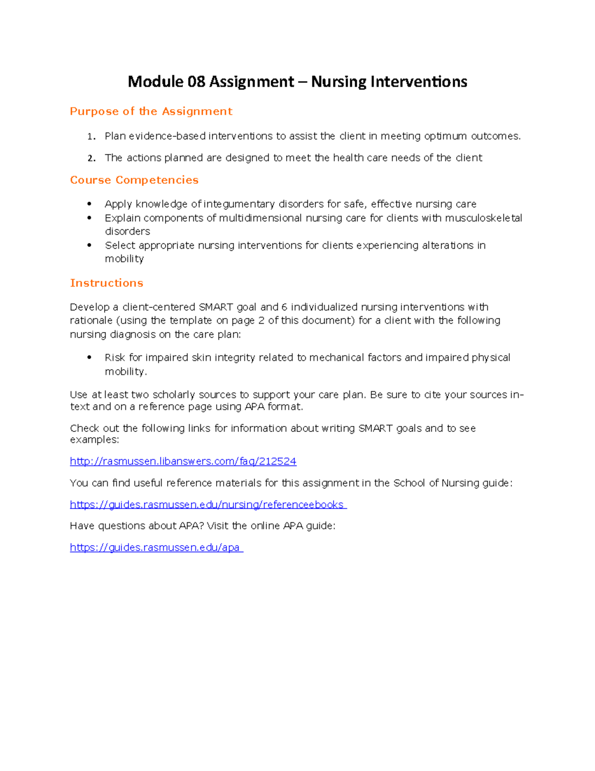 NUR2356 Module 08Assignment Nursing Interventions Win21 - Module 08 ...