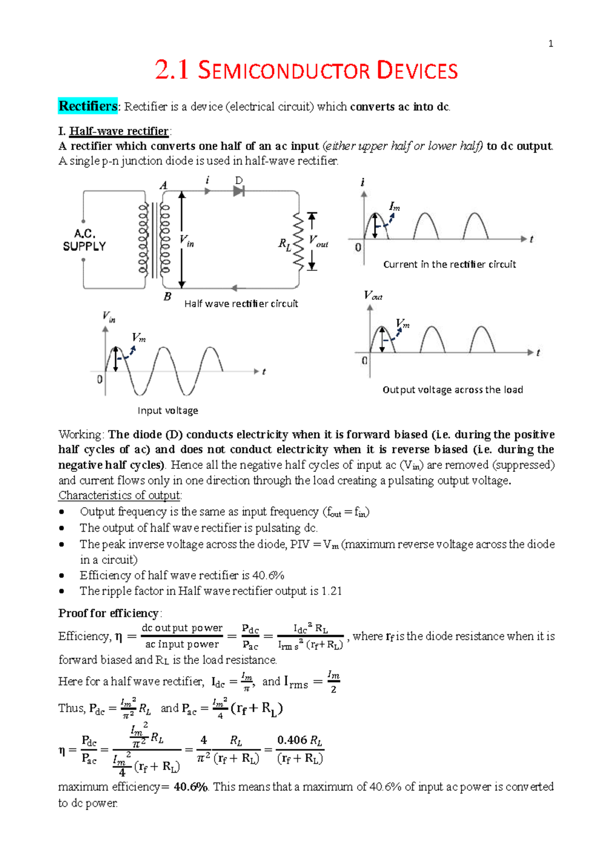Semiconductor Devices: Rectifiers and Zener Diodes (PHYS 101) - Studocu