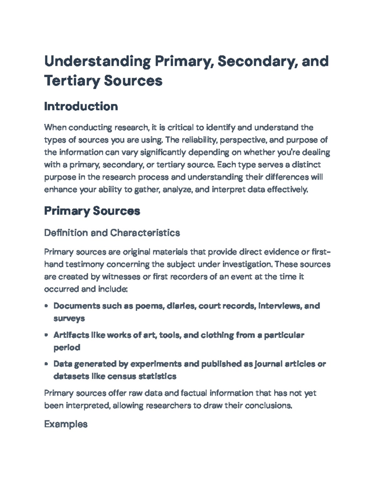 Understanding Primary, Secondary, and Tertiary Sources for Research ...