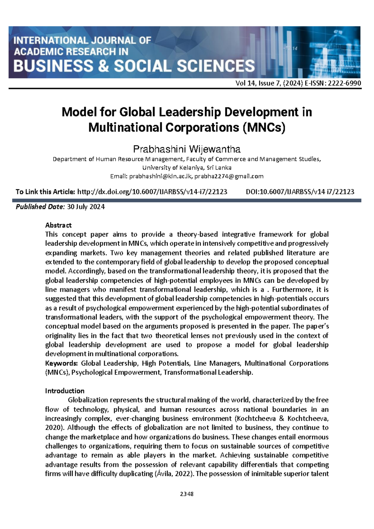 Model for Global Leadership Development in MNCs: A Conceptual Framework ...