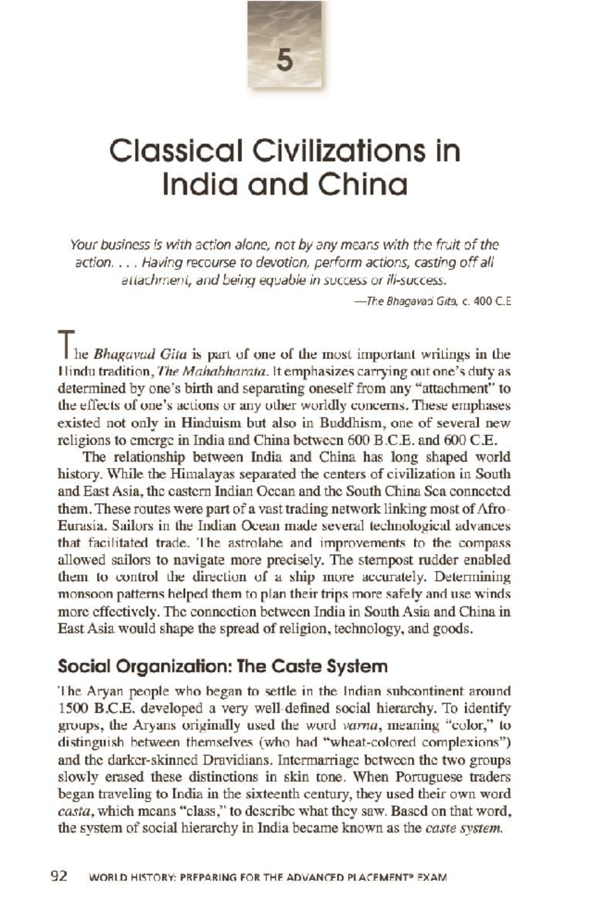 Amsco Chapter 05: Classical Civilizations of India and China Analysis ...