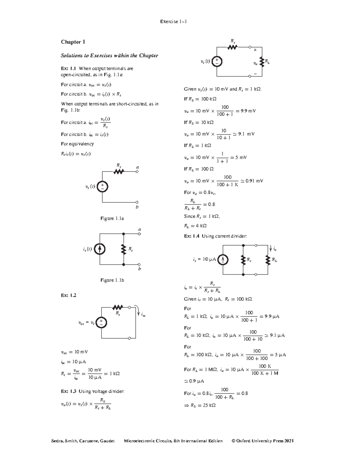 Microelectronic Circuits 8th Ed. Chapter 1 Exercise Solutions - Studocu