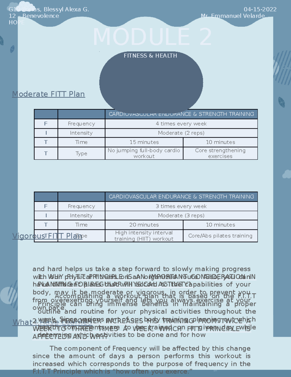 Written Works Module 2 - AAAAAAAAAAAAAAA - CARDIOVASCULAR ENDURANCE ...