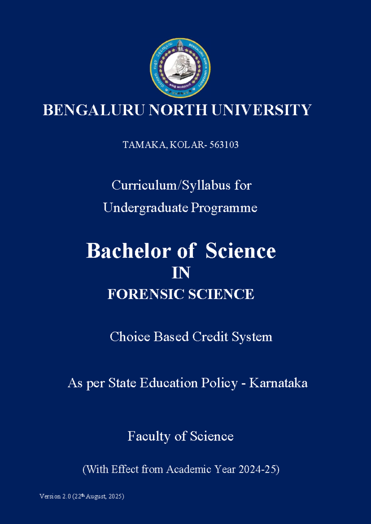 B.Sc. Forensic Science Syllabus (24DCFSP) - Semester I Overview - Studocu