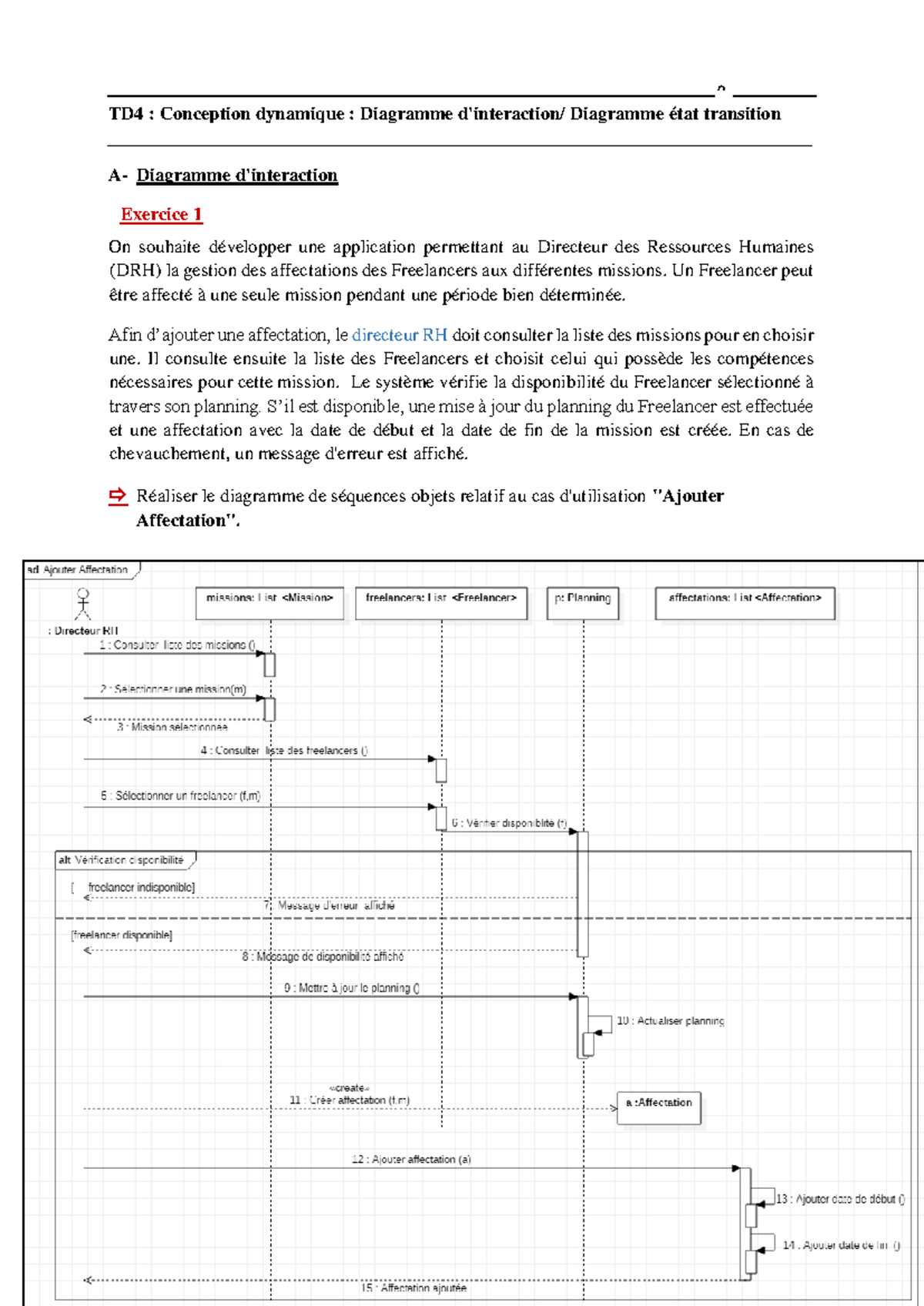 TD4: Diagrammes de séquences objets pour cas d'utilisation spécifiques - Studocu