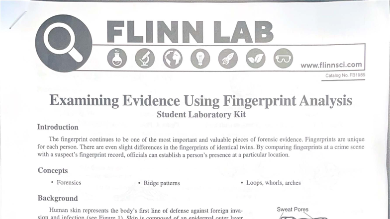 Forensics of Fingerprints: FLINN FB1985 Laboratory Kit Guide - Studocu