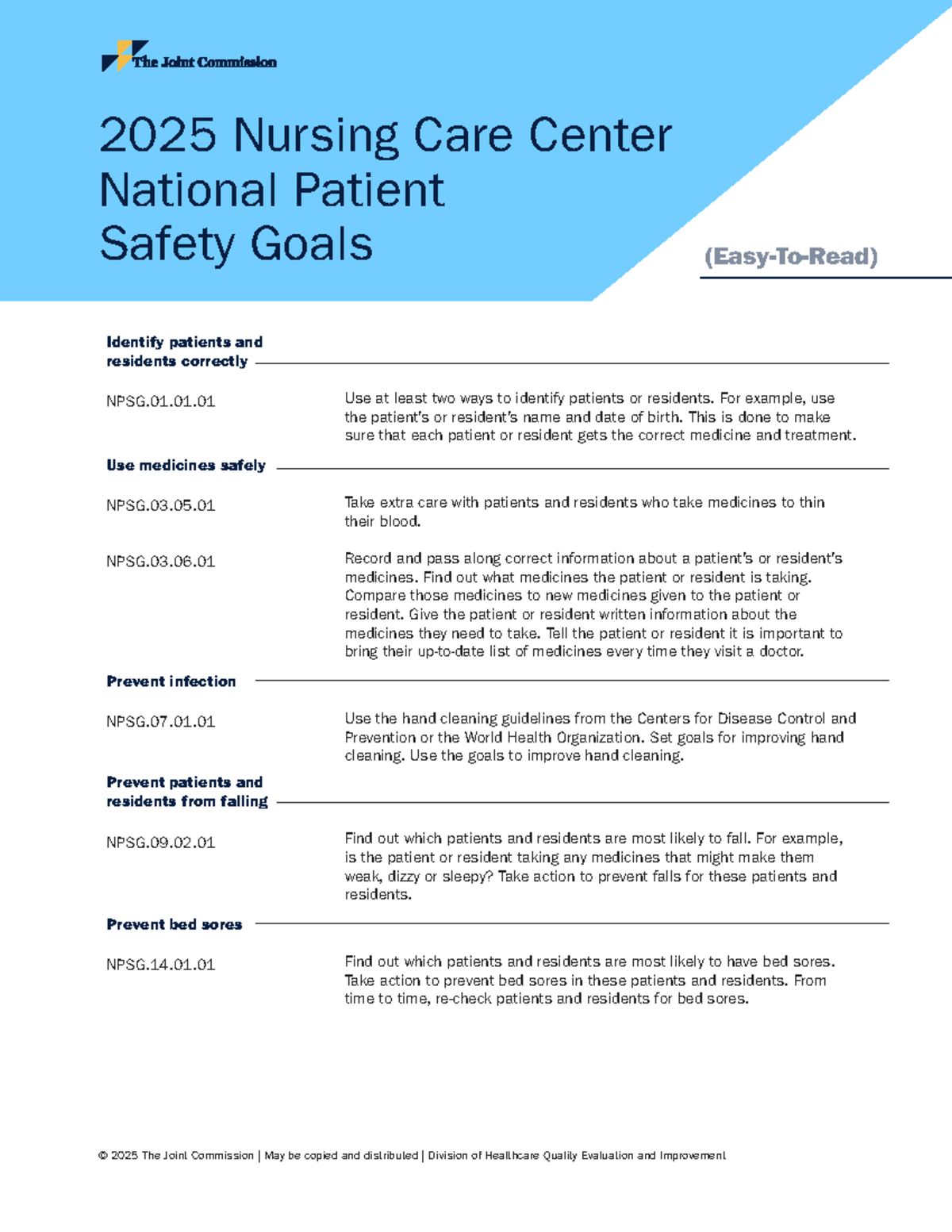 2025 Nursing Care Center NPSG Overview and Simplified Guidelines - Studocu