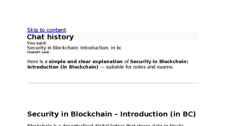 Security in Blockchain: Key Concepts and Challenges (BC4) - Studocu