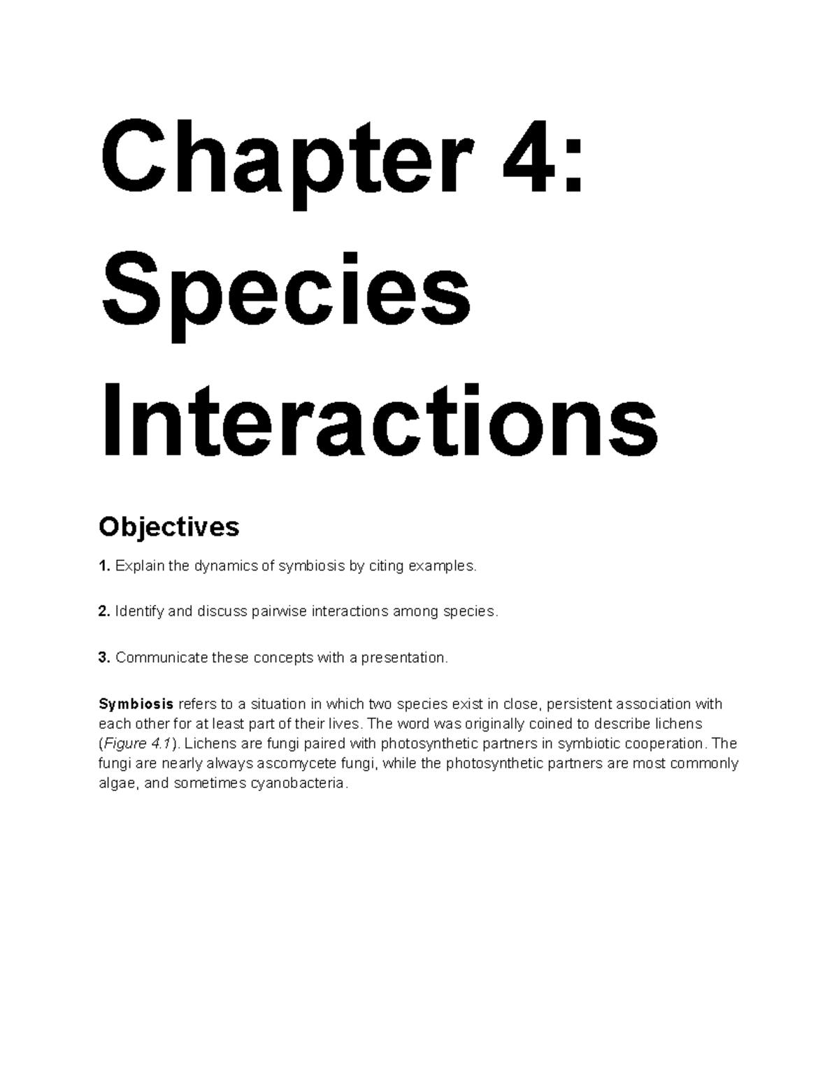 Module 4 - Chapter 4 Notes on Species Interactions and Symbiosis - Studocu