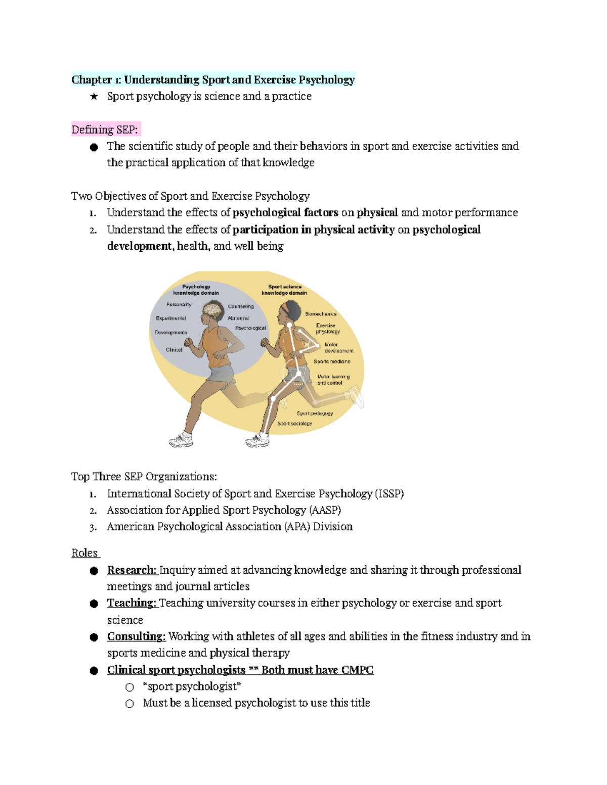 SEP Study Guide Exam 1: Foundations of Sport & Exercise Psychology ...