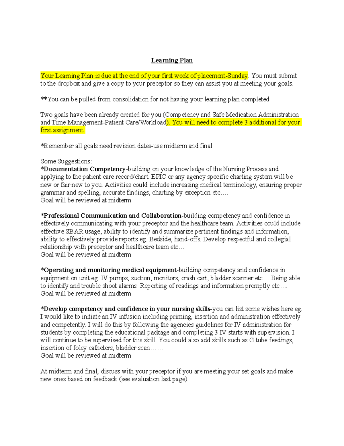 Learning Plan Template- Consolidation Update - Learning Plan Your ...