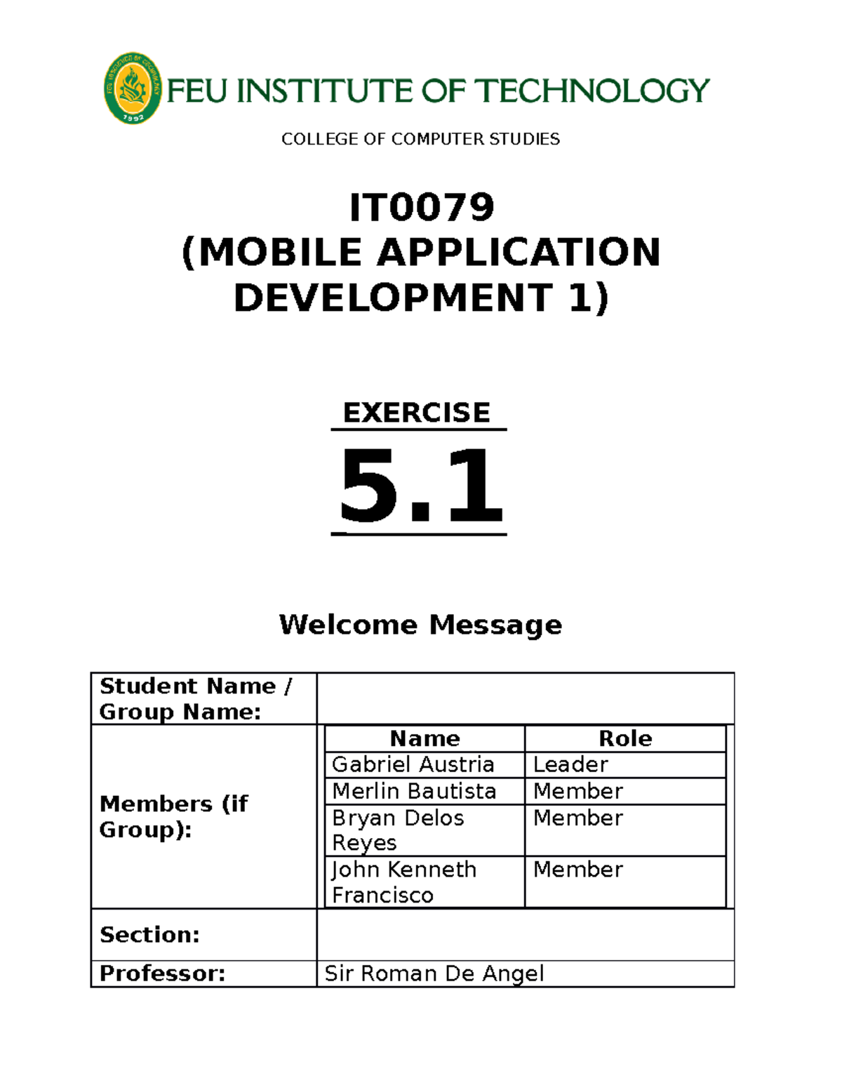 IT0079 - Mobile App Development 1: Lab Exercise 5 Guide - Studocu