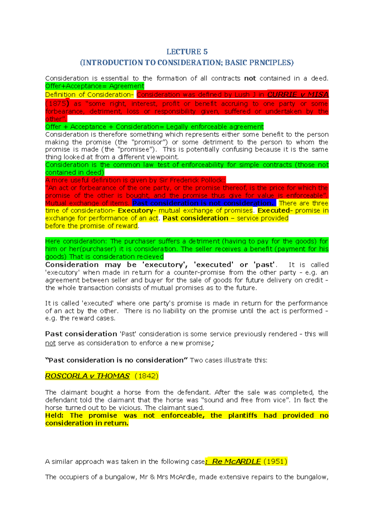 LECTURE 5 - Introduction to Basic Principles of Consideration - Studocu