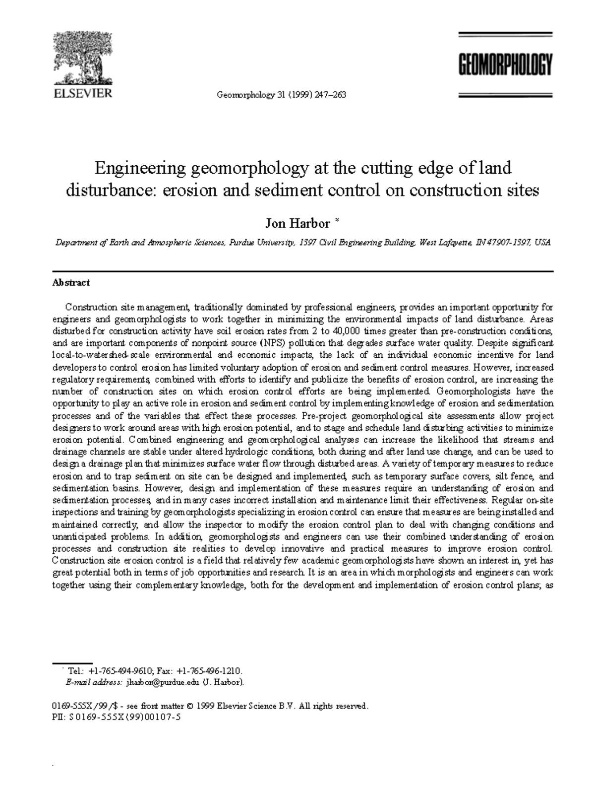 Engineering Geomorphology 31: Erosion Control Strategies for ...