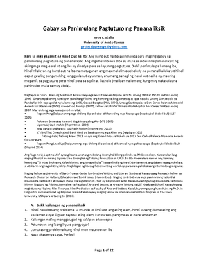 Exemplar Pangangalap Ng Datos - LESSON EXEMPLAR SA FILIPINO 11 Pagbasa ...