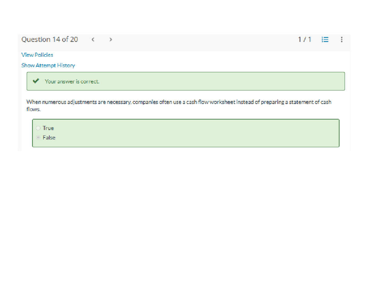 ACC - 318 Quiz 3-1 Question 14 - ACC 318 - Question 14 of 20 View Policies Show Attempt History ...