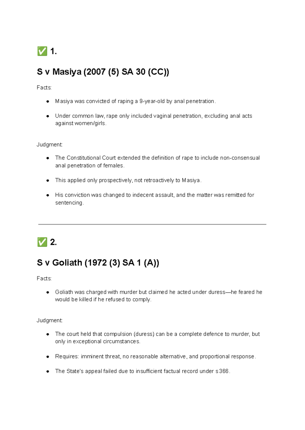 IURX 211 Case Law Summary: Facts & Judgments Analysis - Studocu