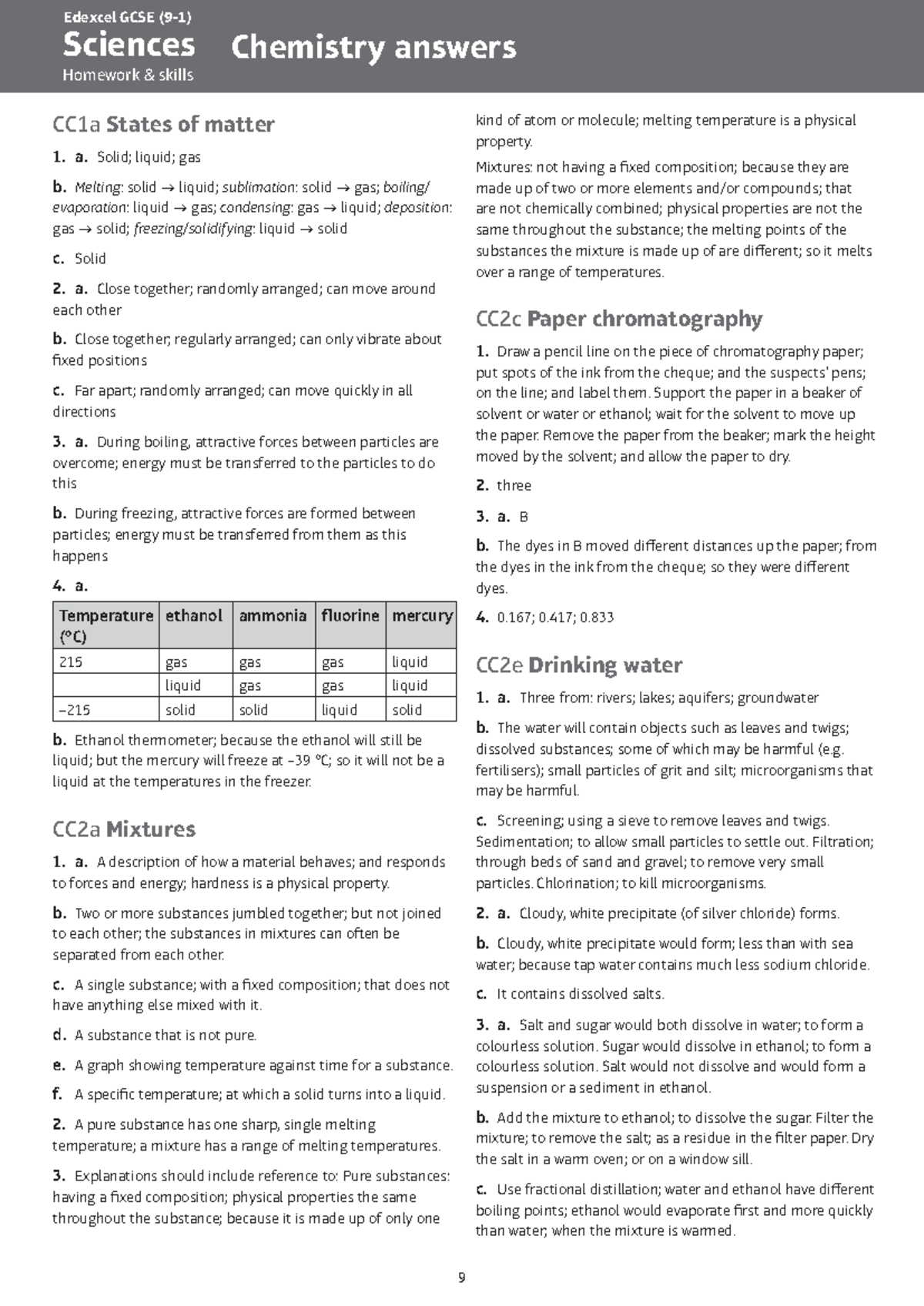 Edexcel GCSE Sciences Homework: Chemistry Concepts & Key Answers - Studocu