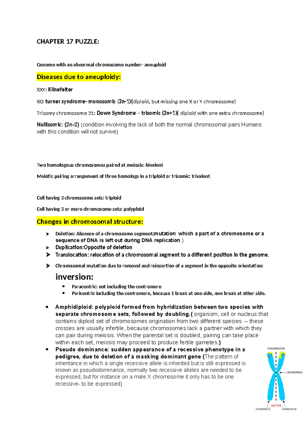CH. 18 PUZZLE: Genetic Drift and Chromosomal Abnormalities Explained ...