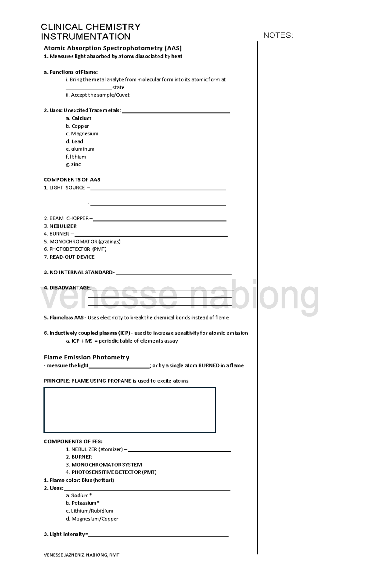CLINICAL CHEMISTRY INSTRUMENTATION NOTES: AAS, FES, and More - Studocu