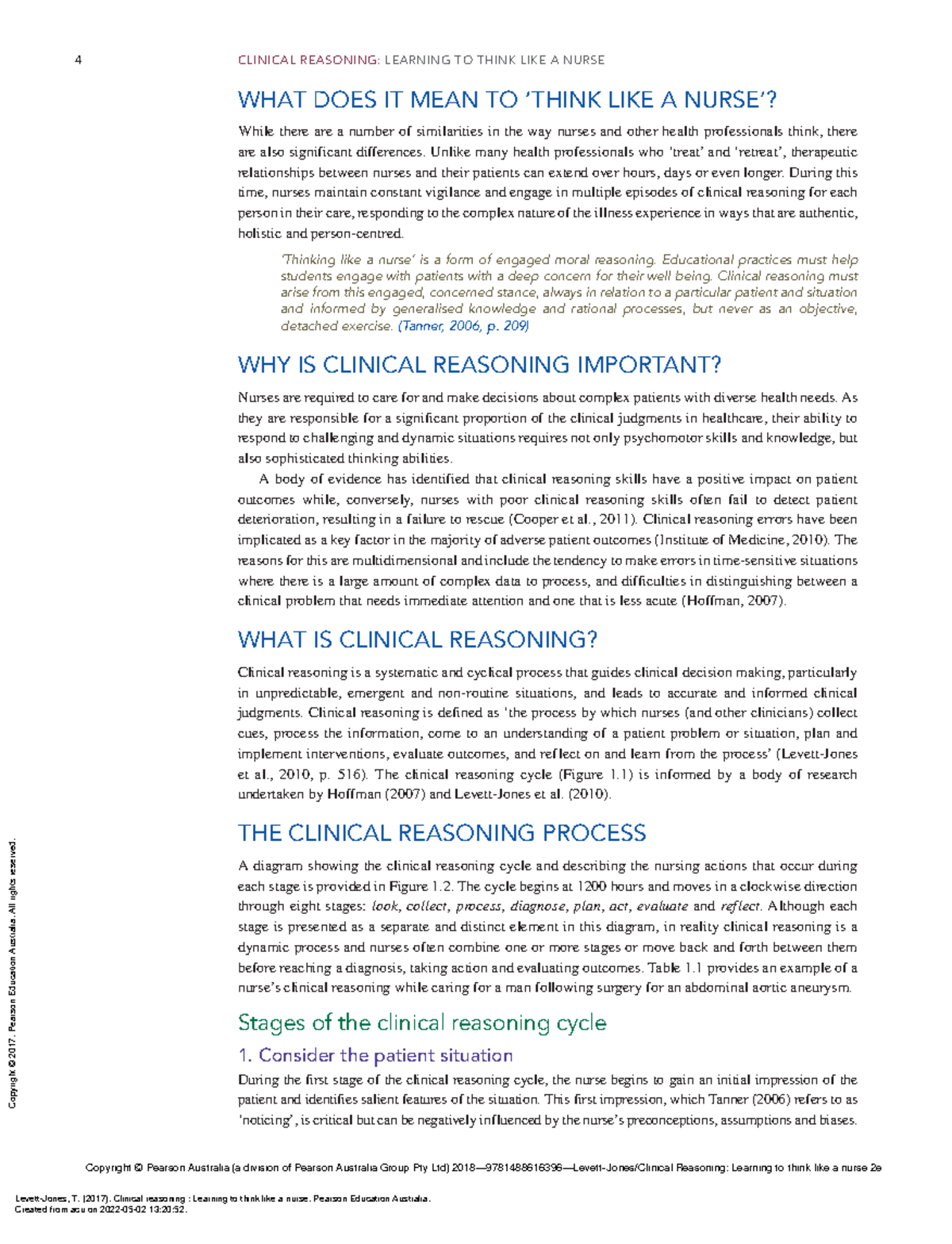 Clinical Reasoning in Nursing - CH 1: Understanding Its Importance ...