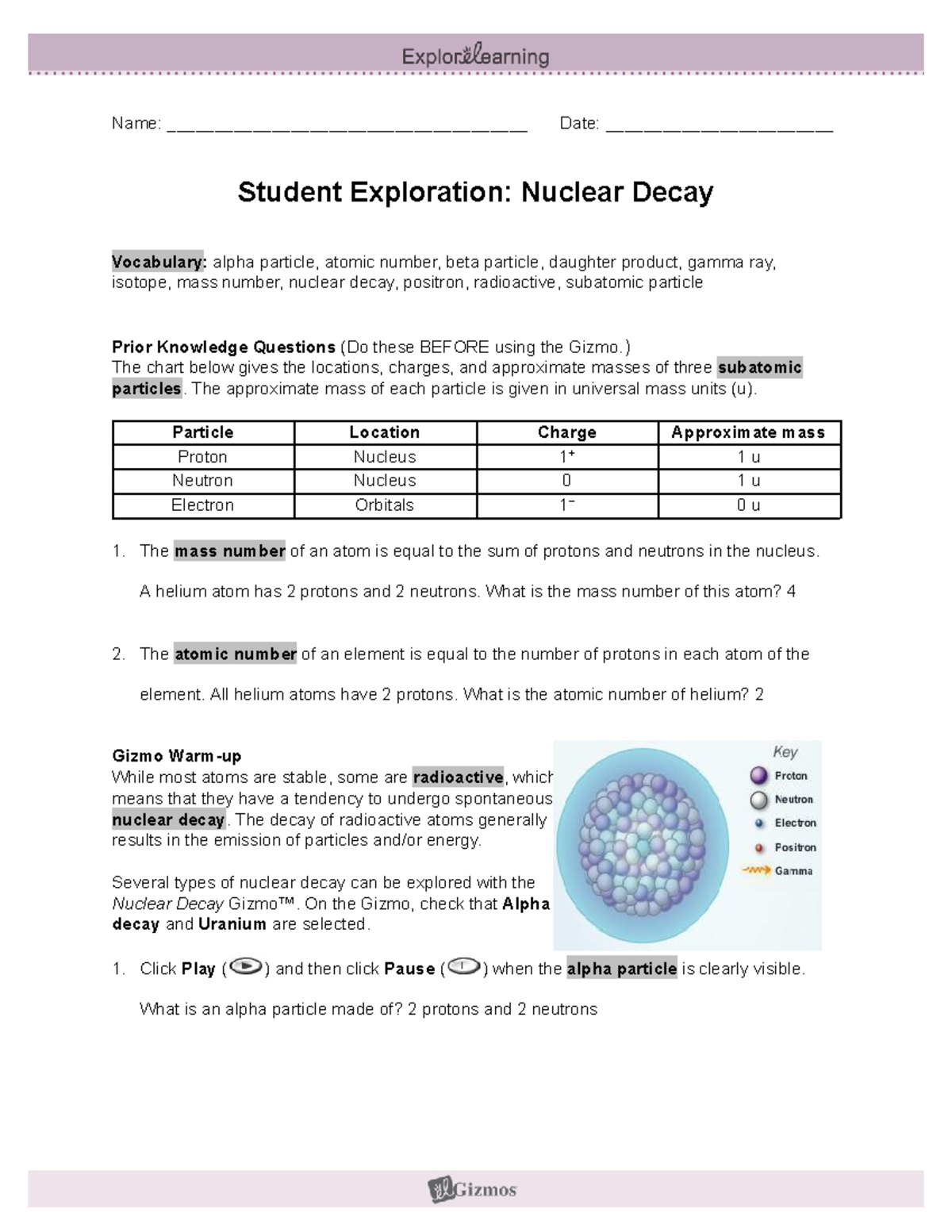 Nuclear Decay Student Exploration: NCVPS Chemistry Fall 2014 - Studocu