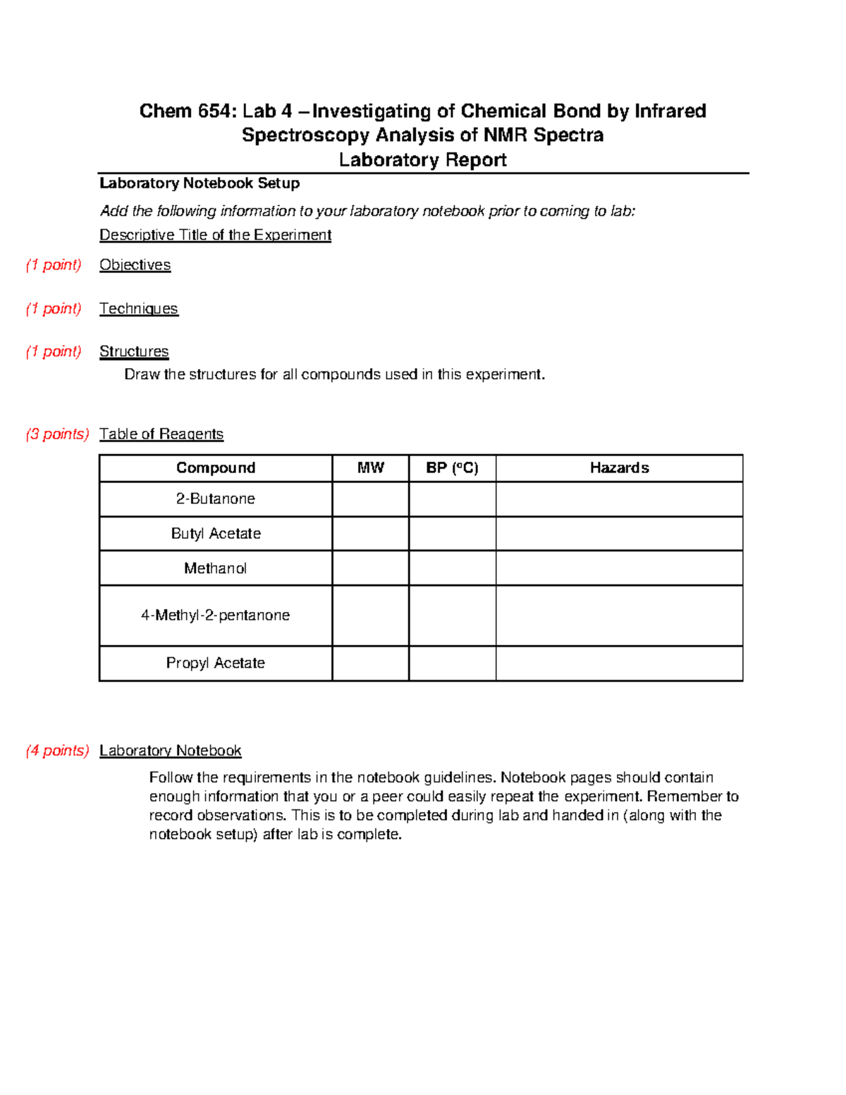 CHEM 654 Lab 4 Report: NMR & IR Spectroscopy Analysis - Studocu