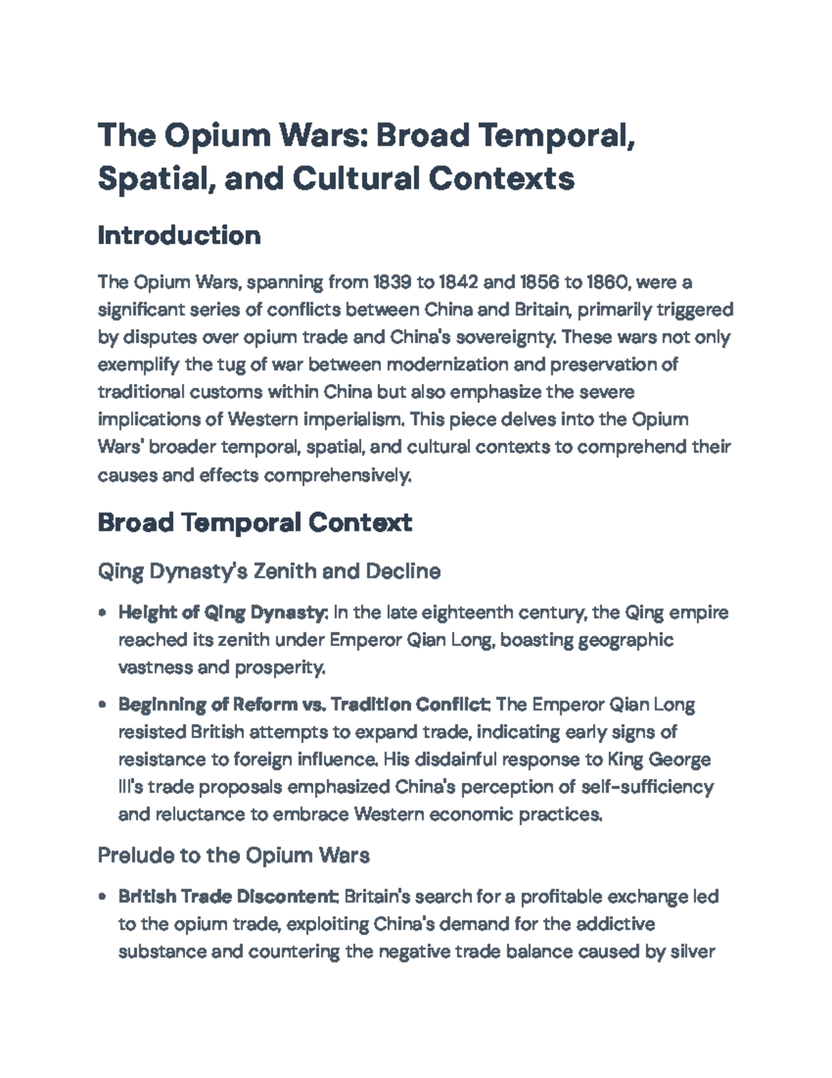 The Opium Wars 1839-1860: A Comprehensive Contextual Analysis - Studocu