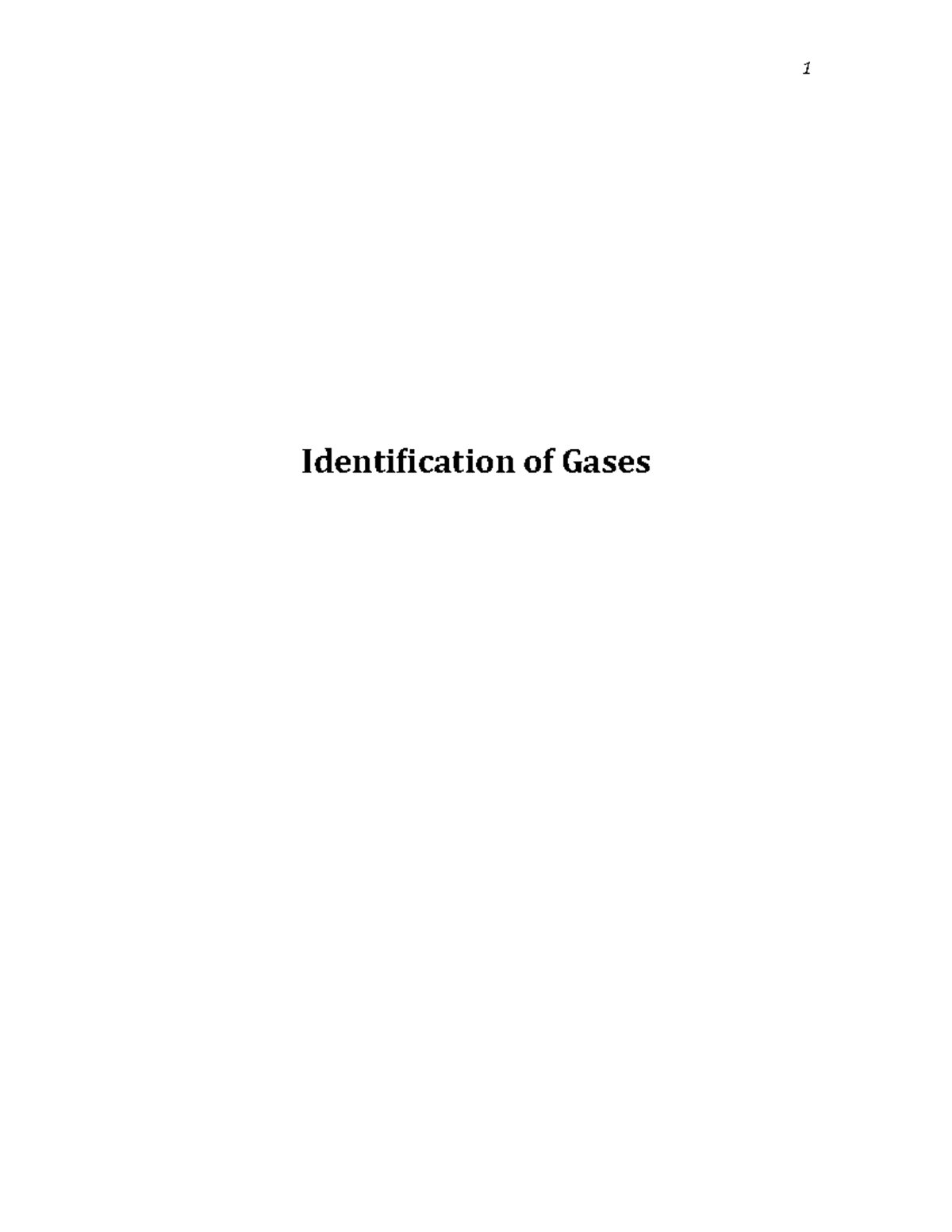 Lab Report: Identification of Gases via Flame Tests and Reactions - Studocu
