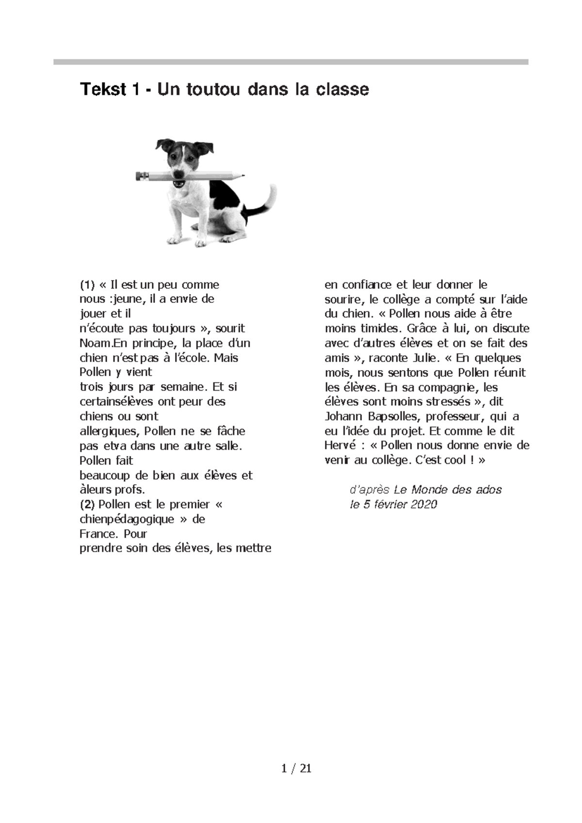 Textes - Notes sur des sujets variés (Français) - Studeersnel