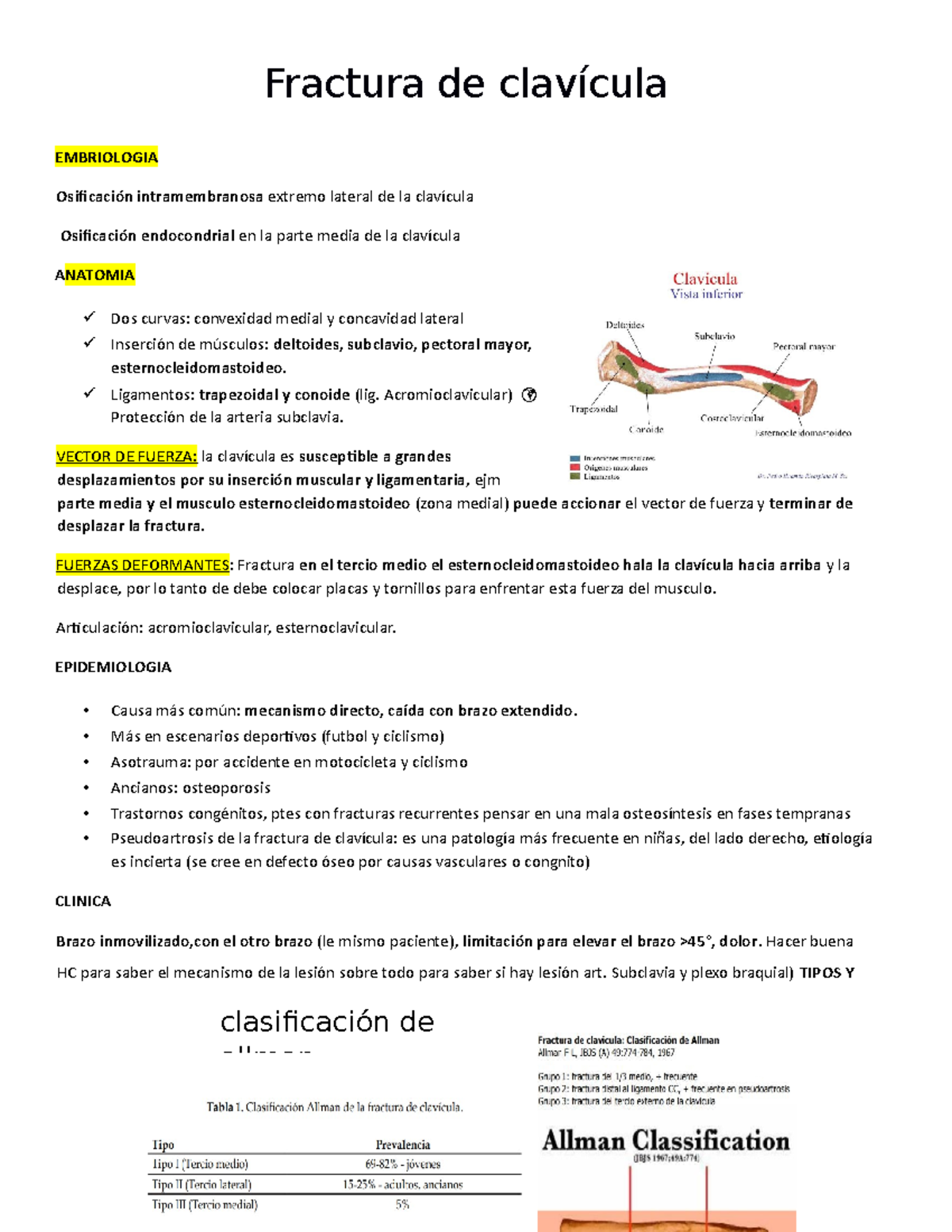 Fractura DE Clavicula - swwww - Fractura de clavícula EMBRIOLOGIA ...