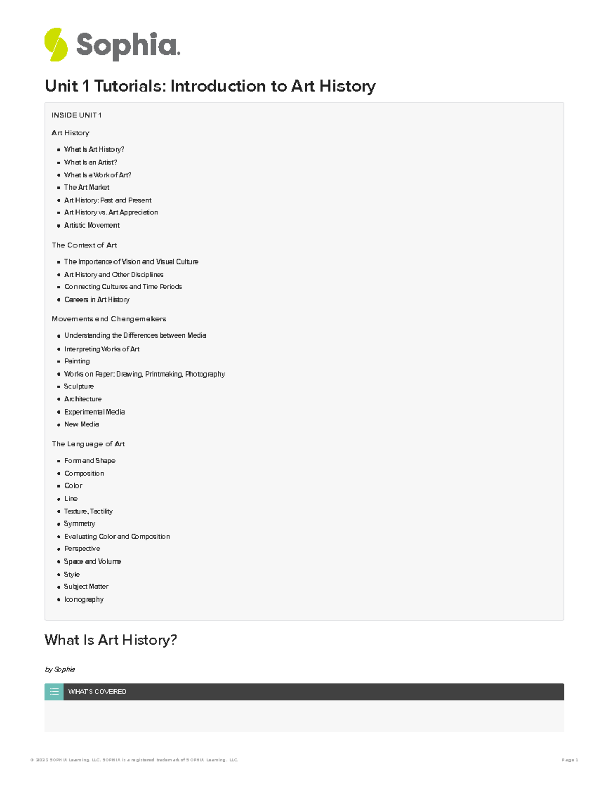 Unit 1 tutorials introduction to art history - Unit 1 Tutorials ...