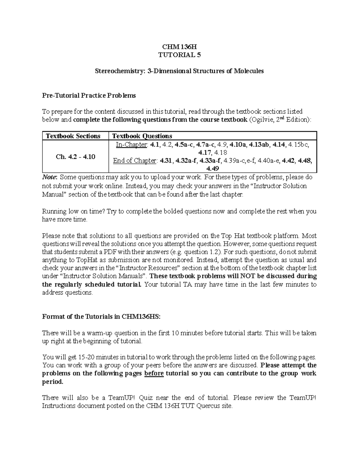 CHM 136H Tutorial 5: Stereochemistry Practice Problems & Solutions ...