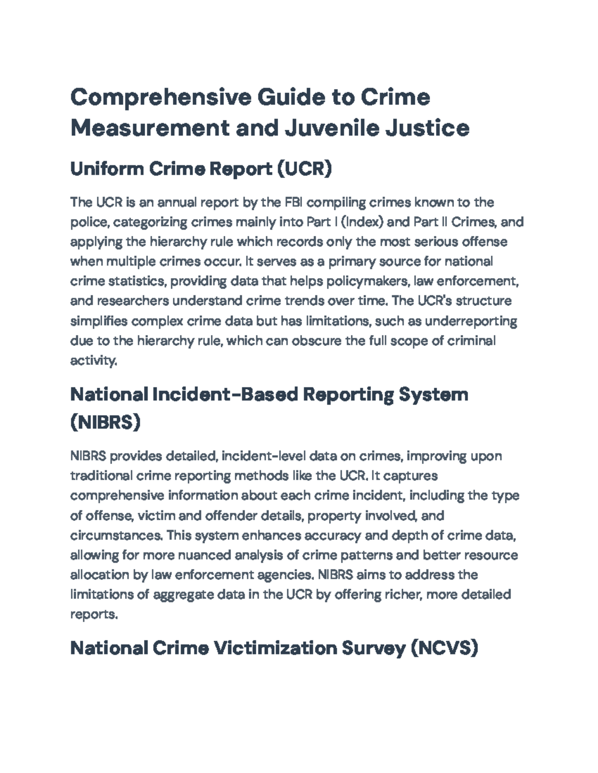 Comprehensive Guide to Crime Measurement & Juvenile Justice ...