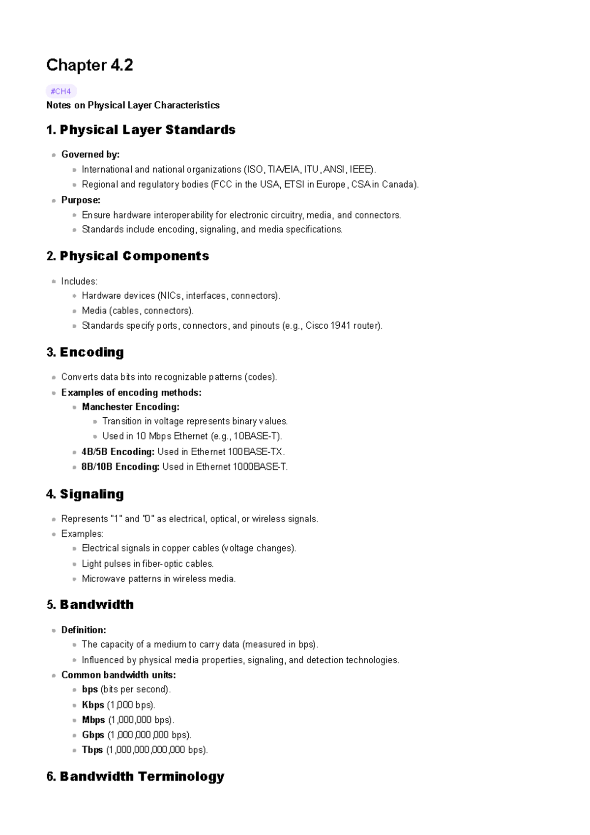 Chapter 4.2 Notes on Physical Layer Standards and Characteristics EIW ...