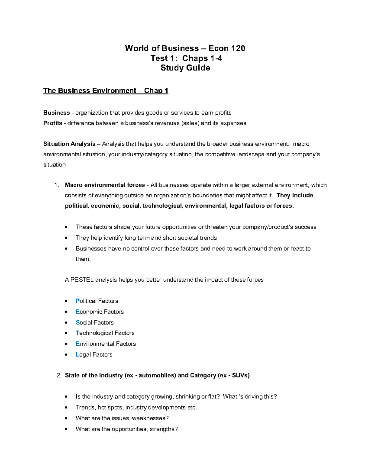 Business Ethics & CSR - Econ 120 Test 1 Study Guide - Studocu