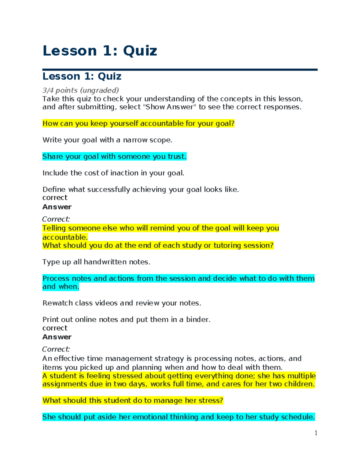 WGU Section 1 Quiz - Understanding Key Concepts in Lesson 1 - Studocu