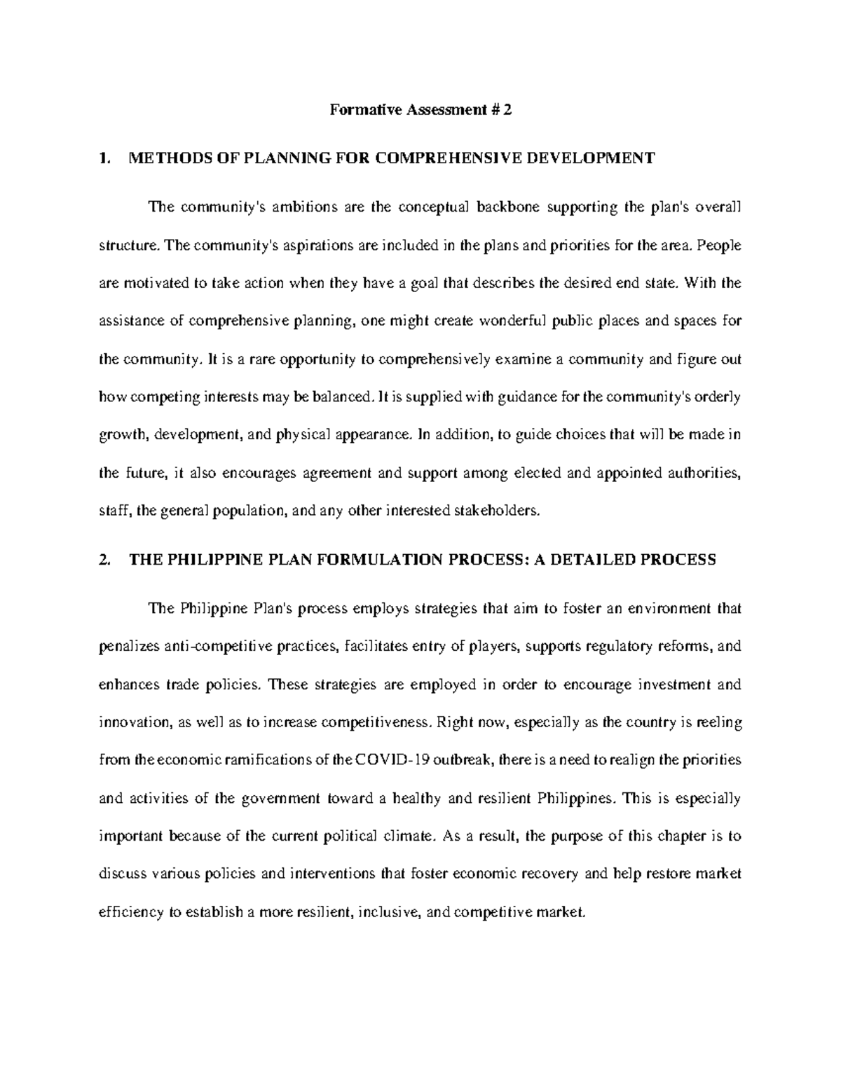 ALAS PhD 104 Formative Assessment 2: Planning & Development Strategies - Studocu