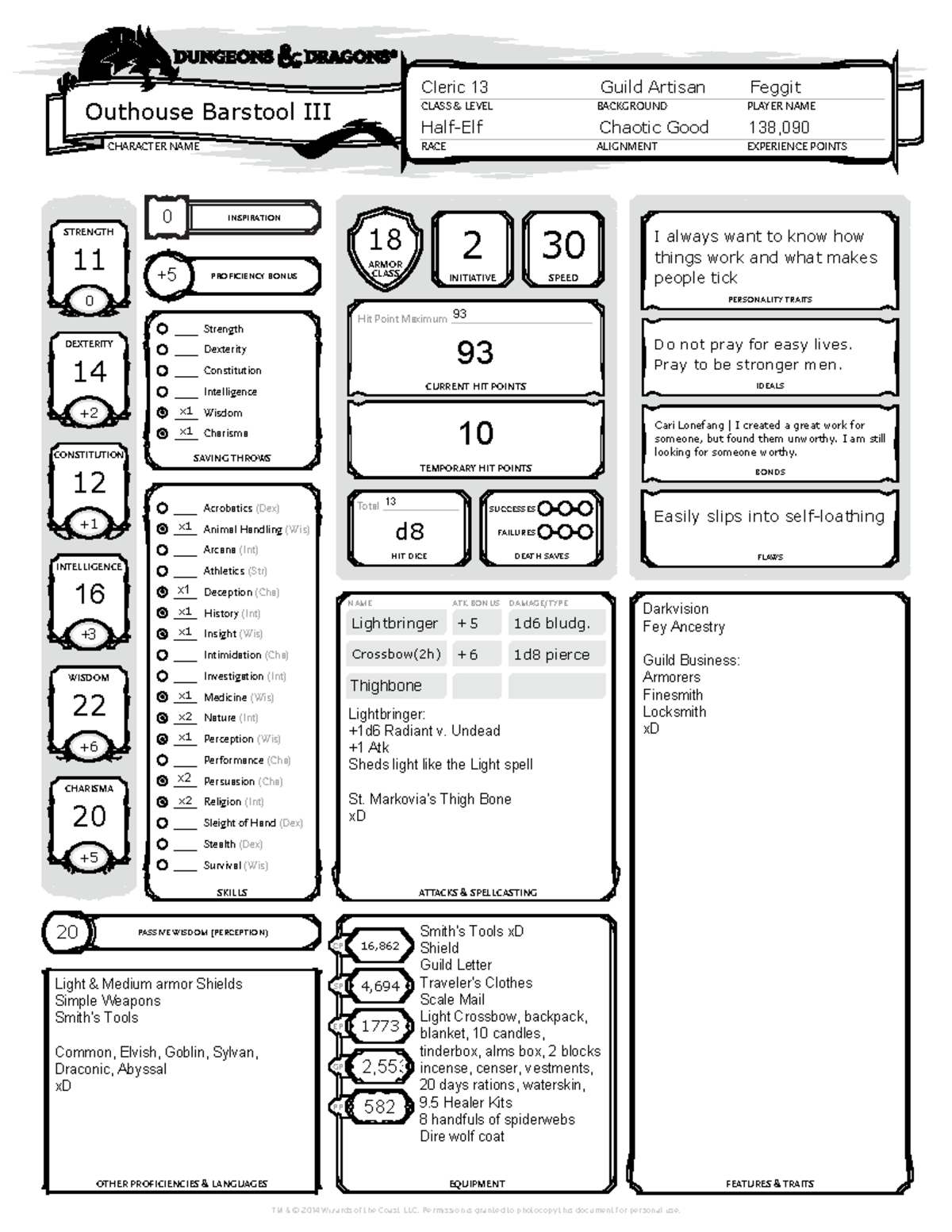 DND Character Sheet: Fillable Template for RPG Players - Studocu
