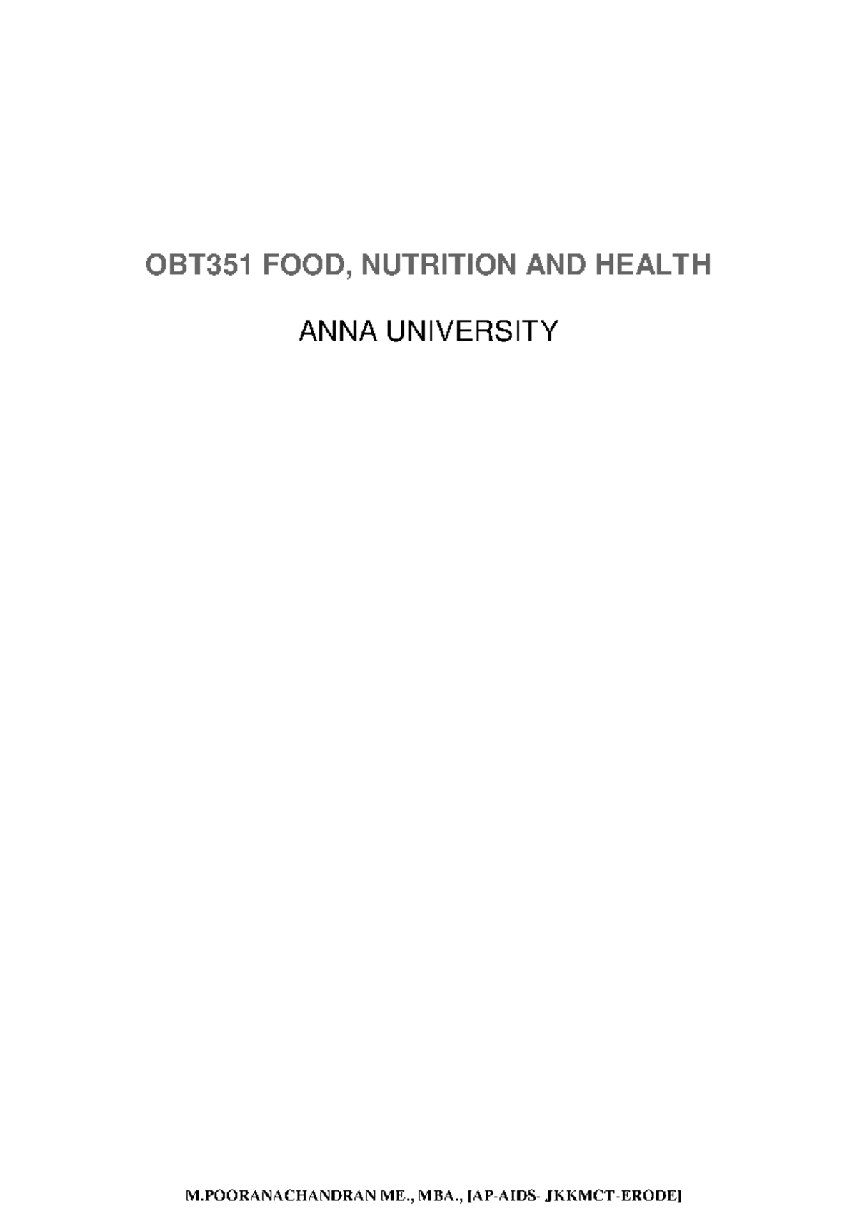 OBT351 Food, Nutrition and Health: Comprehensive Study Notes - Studocu