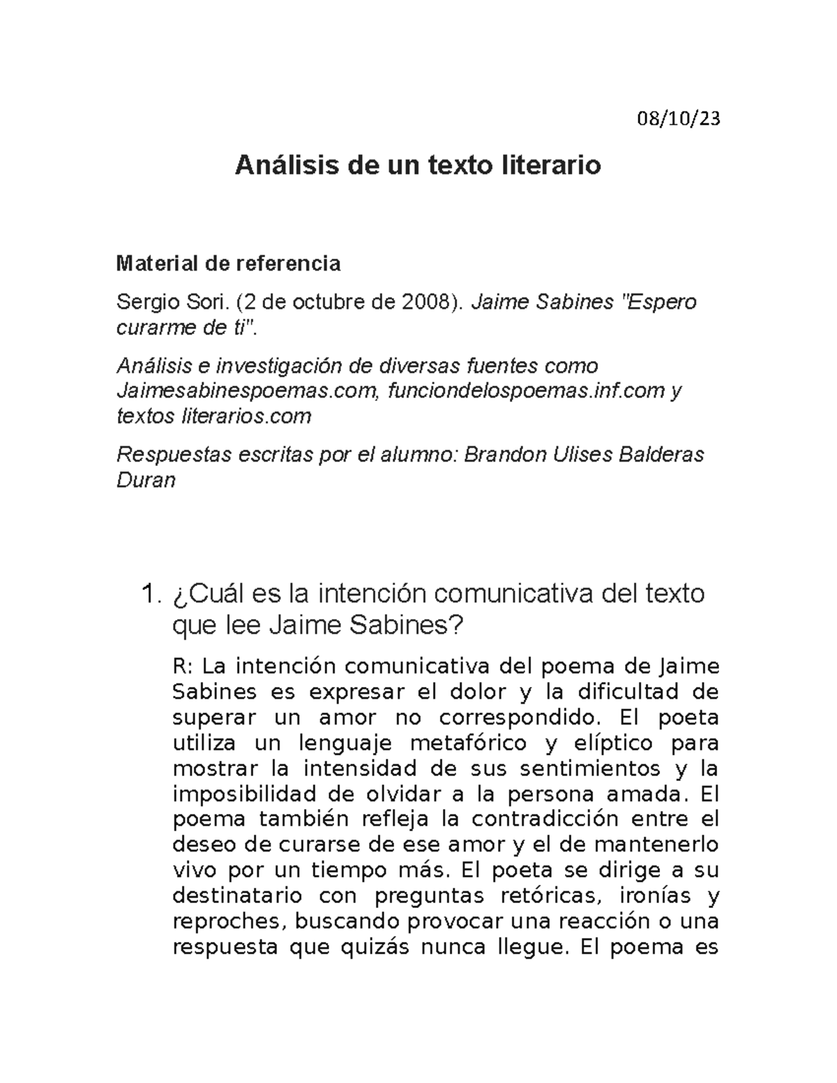 Actividad analisis de un texto literario uane - 08/10/ Análisis de un ...