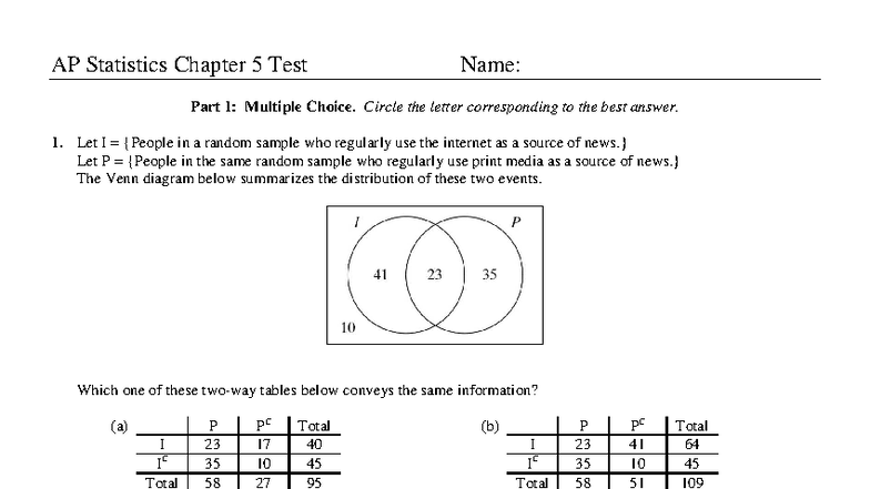 AP Statistics Chapter 5 Review Study Guide - Studocu