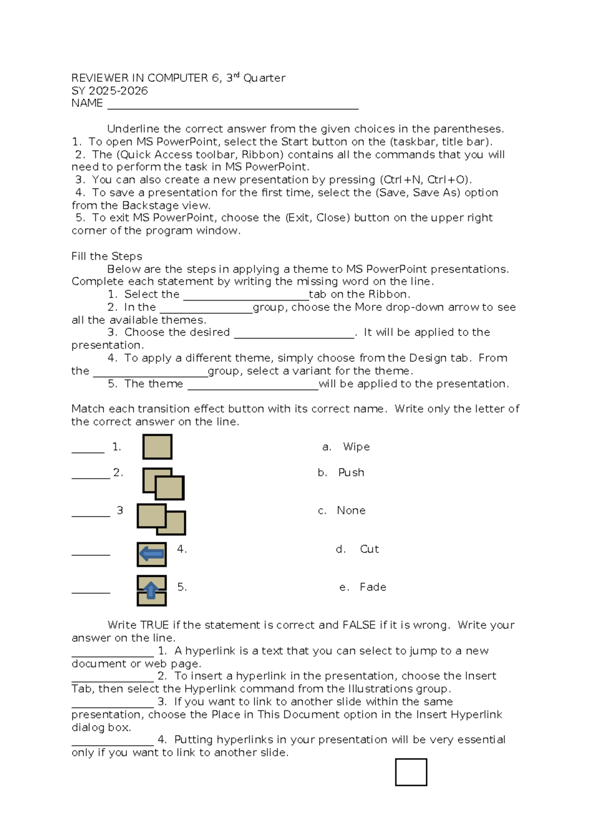 Reviewer in Computer 6: 3rd Quarter Study Notes on MS PowerPoint - Studocu