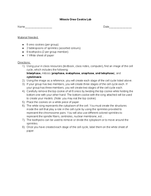 Exit Ticket Mitosis vs. Meiosis - Exit Ticket: Mitosis vs. Meiosis Name